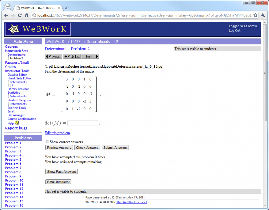Installing Your Own Personal WeBWork Server, Part IV – Daniel's ...